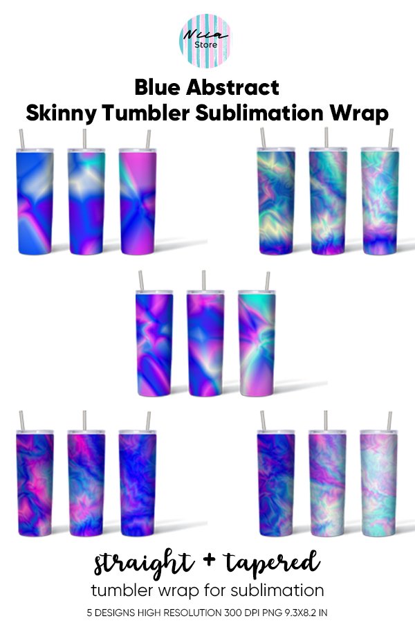 Blue Abstract Sublimation Skinny Tumbler Wrap (1351491)