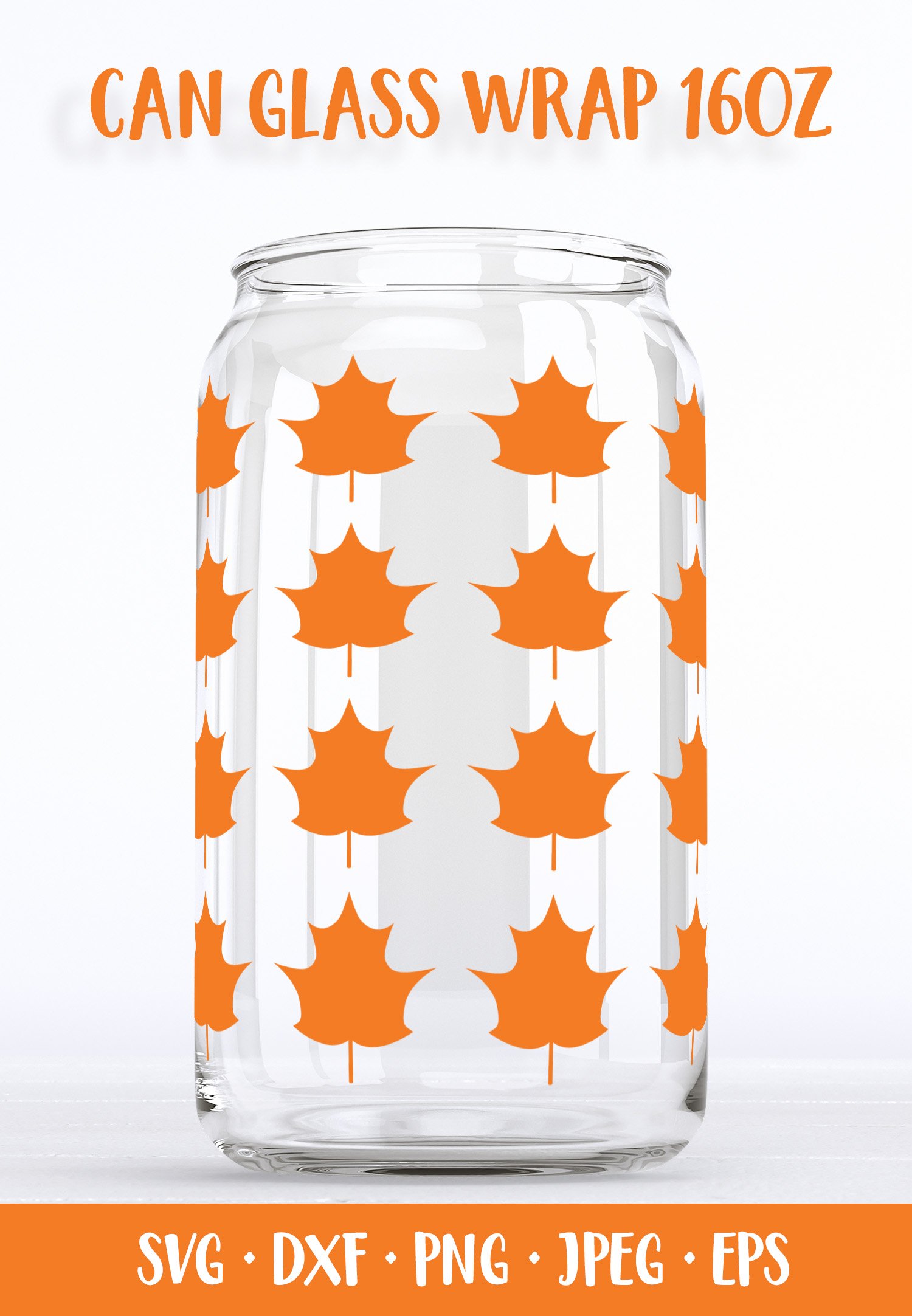 Maple Leaves Can Glass Wrap SVG. Fall Glass Can (2138667)