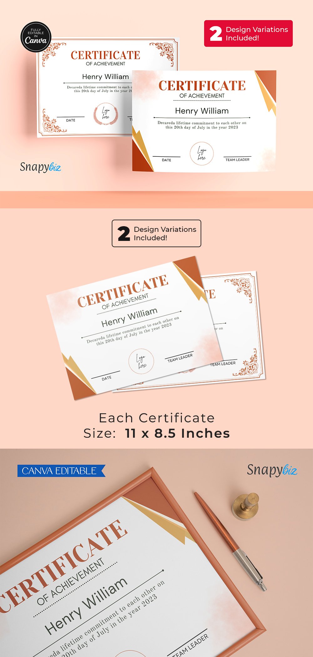Editable Certificate of Achievement Template