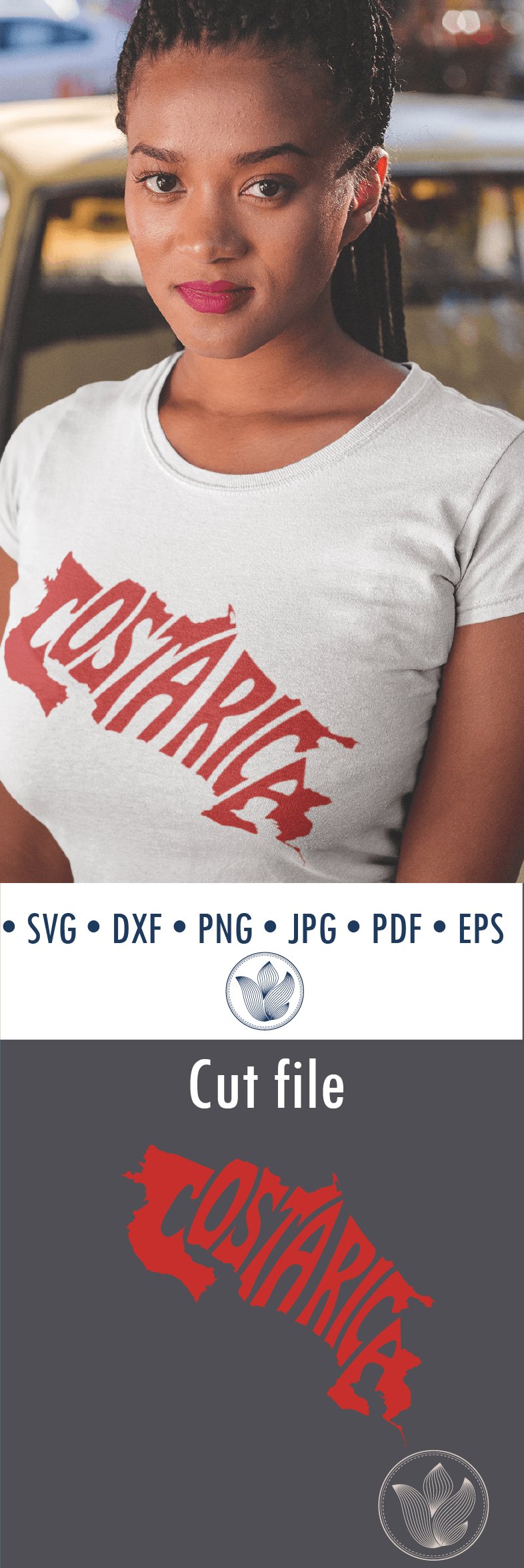 Costa Rica SVG cut file in the shape of the country