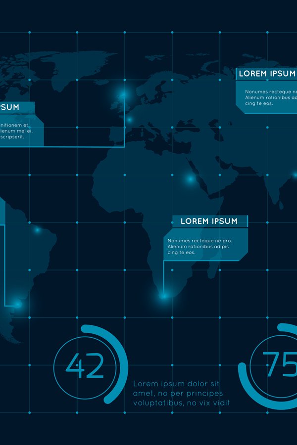 Abstract blue infographic world map vector illustration