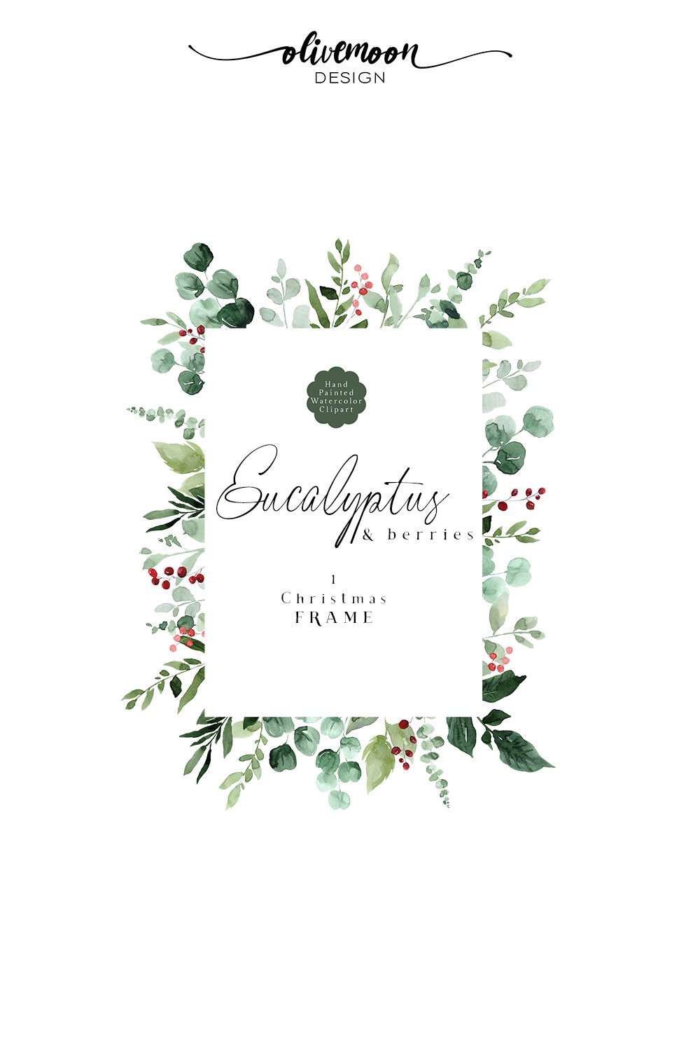 Christmas Border Frame Clipart Foliage Greenery Berries PNG