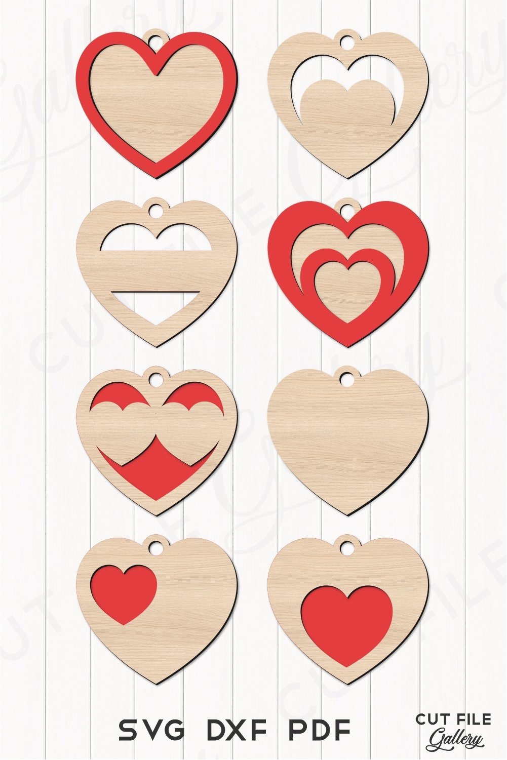 Valentine Hearts tags bundle / SVG laser cut file