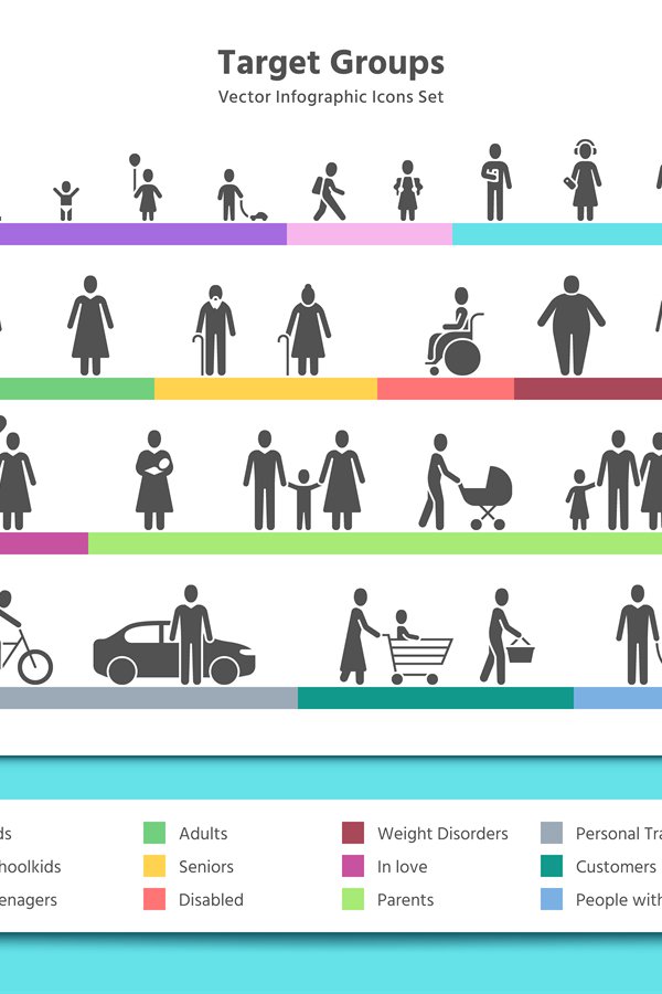 Target groups vector infographic with demography people icon