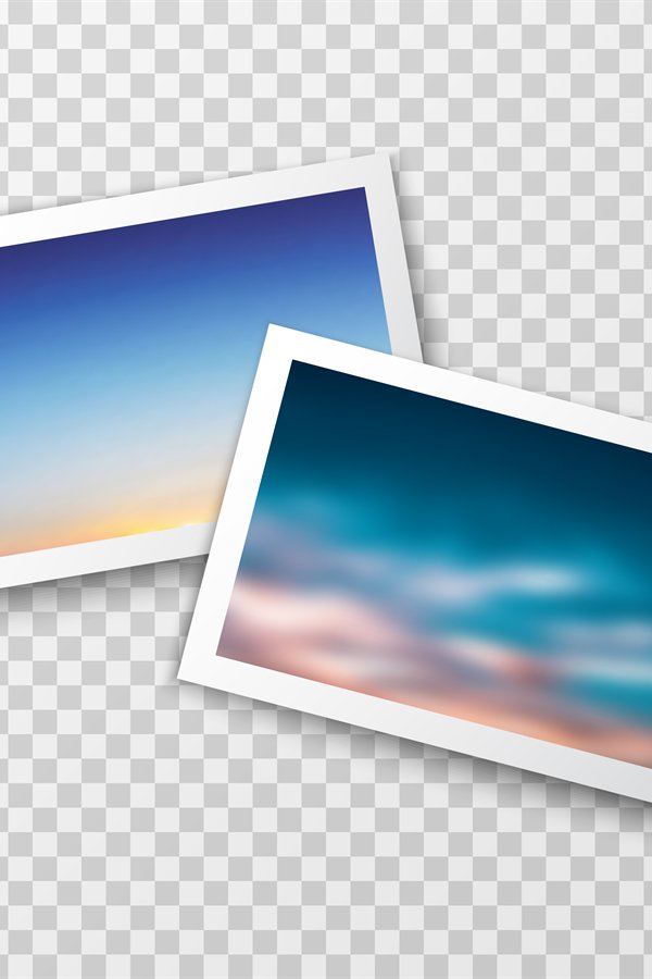 Photo frames with blurred landscapes. Vector photography tem