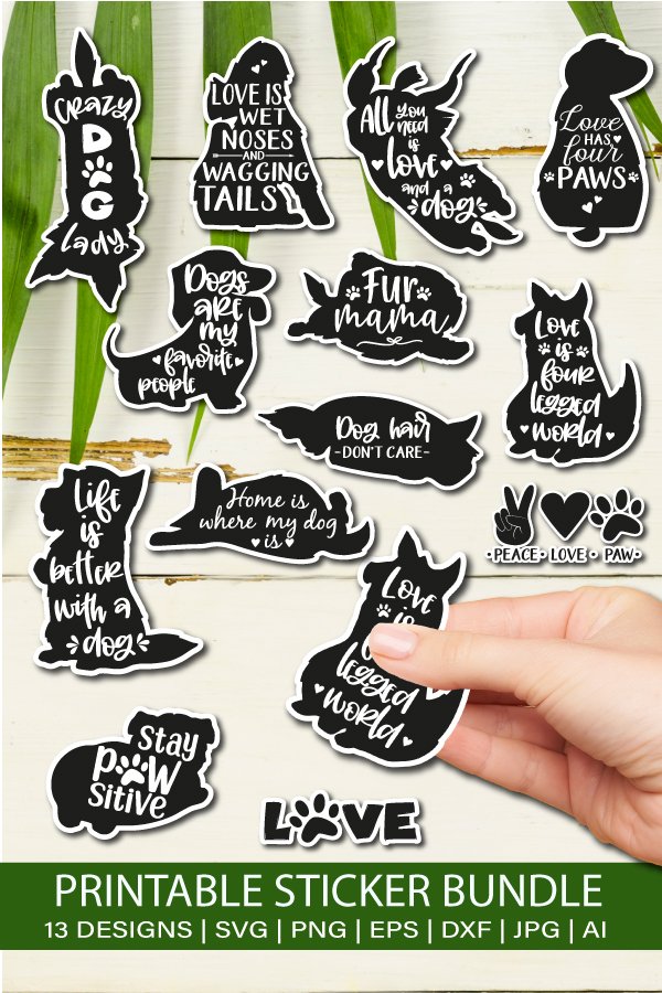 Funny Dog bundle svg / Printable Stickers for (1681812)