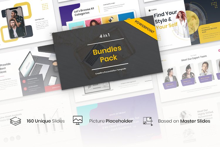 4 in 1 Bundles Pack Creative PowerPoint Template