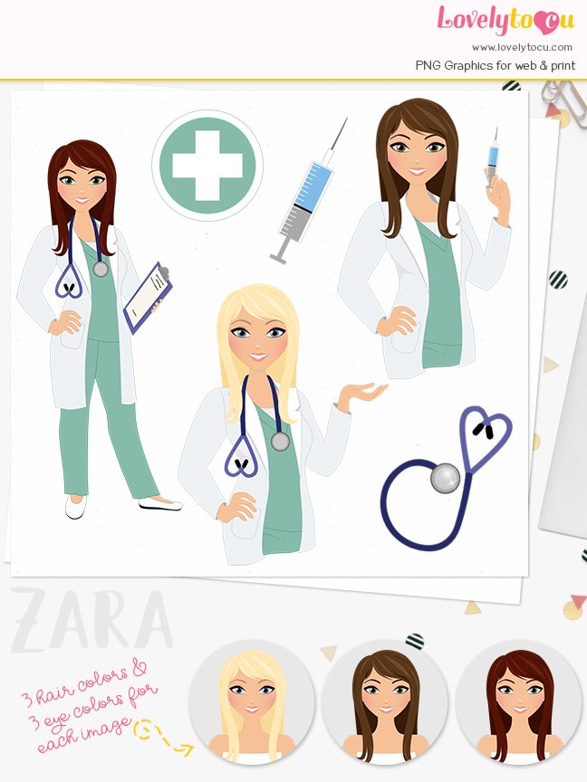 Nurse woman character clip art L395 Zara (230005) | Characters | Design ...