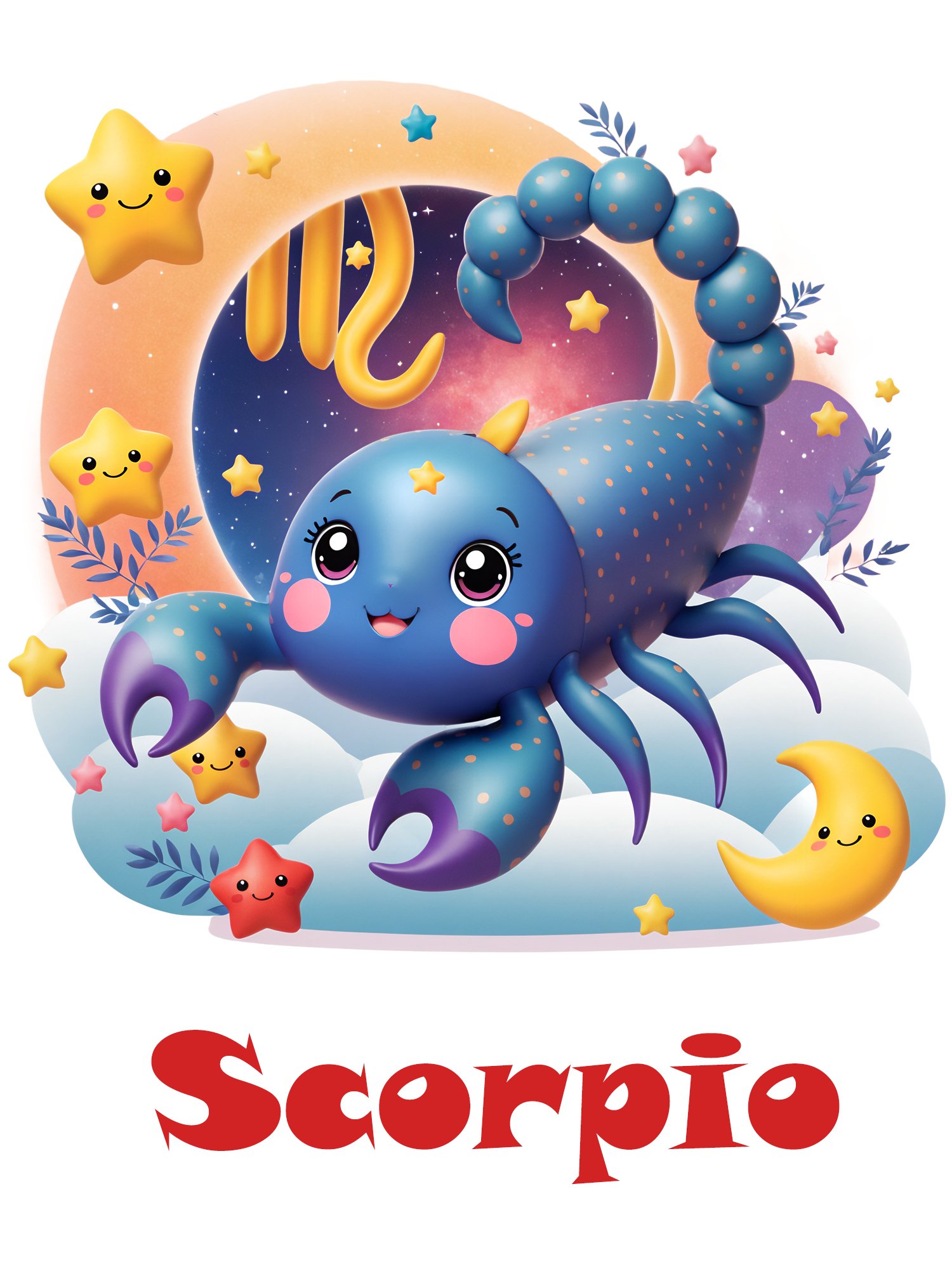 Cute Scorpio: 3D Cartoon Astrological Clipart