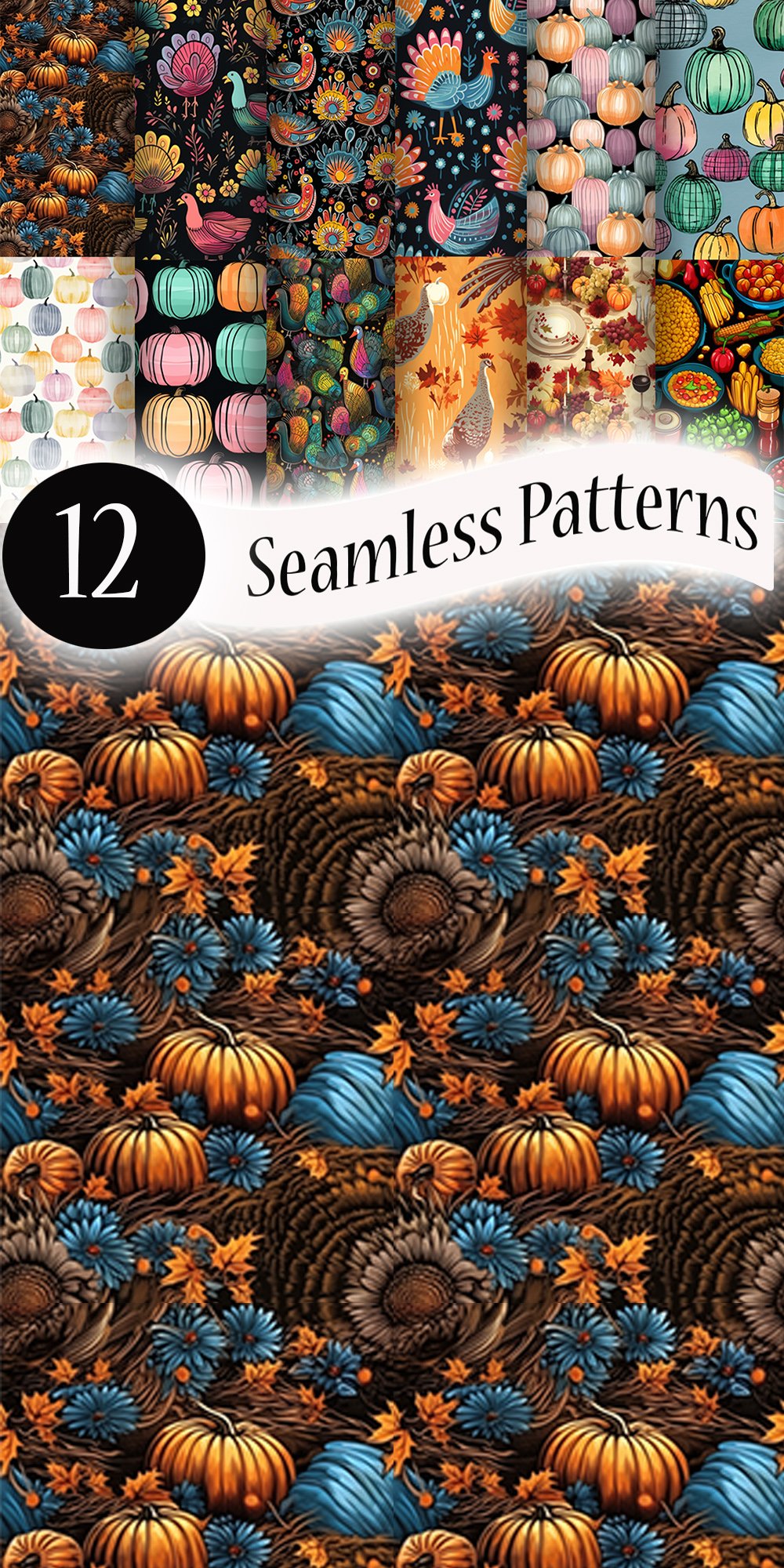 Thanksgiving Seamless Pattern: Abstract Digital Paper