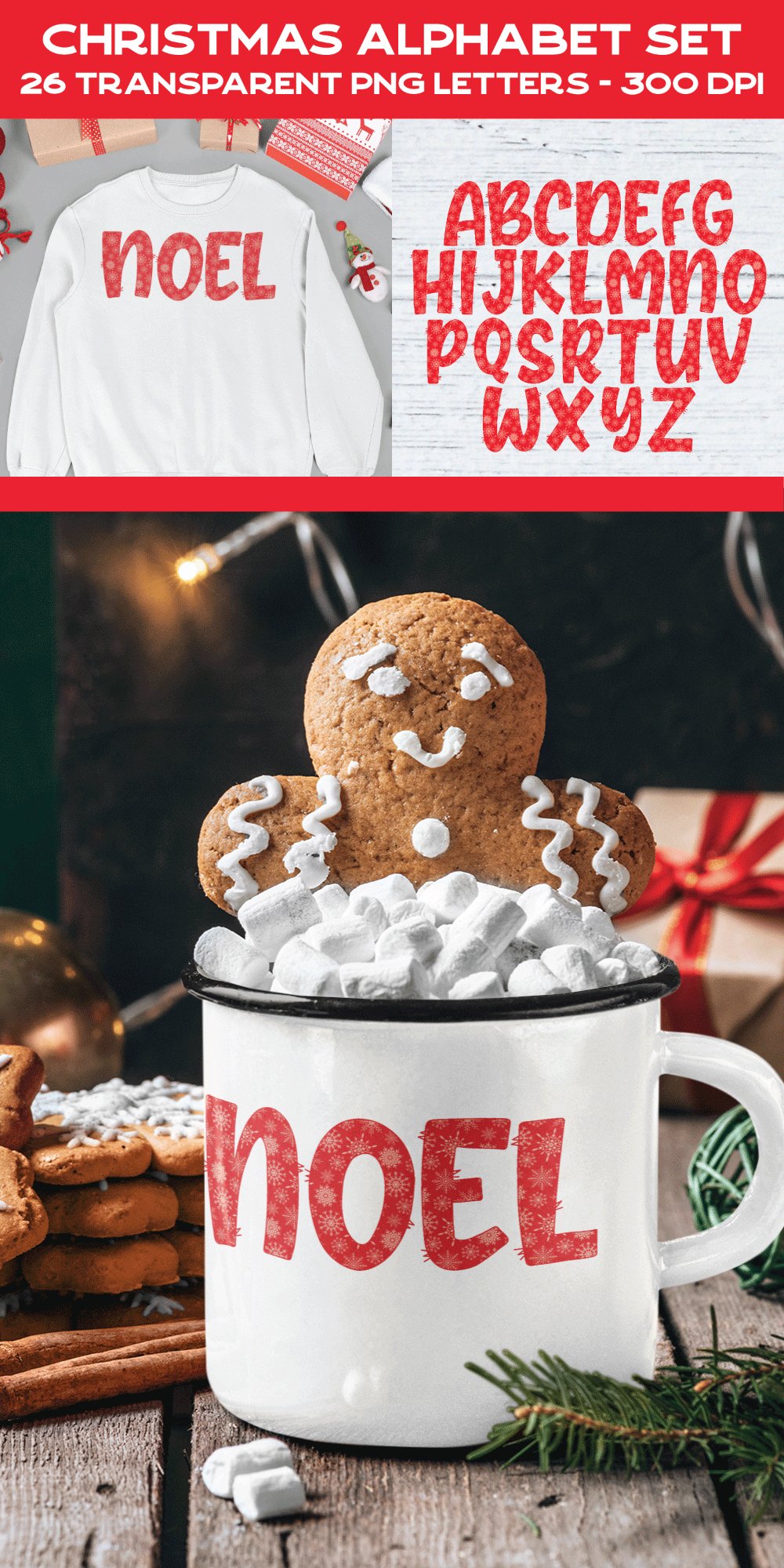 Christmas Decorative Doodle Alphabet Bundle