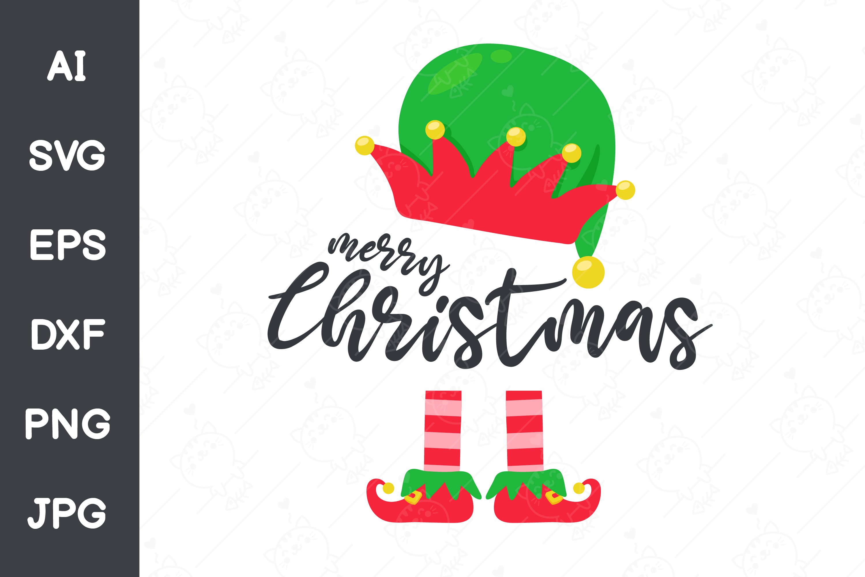 Elf costume with merry christmas messages. svg file.