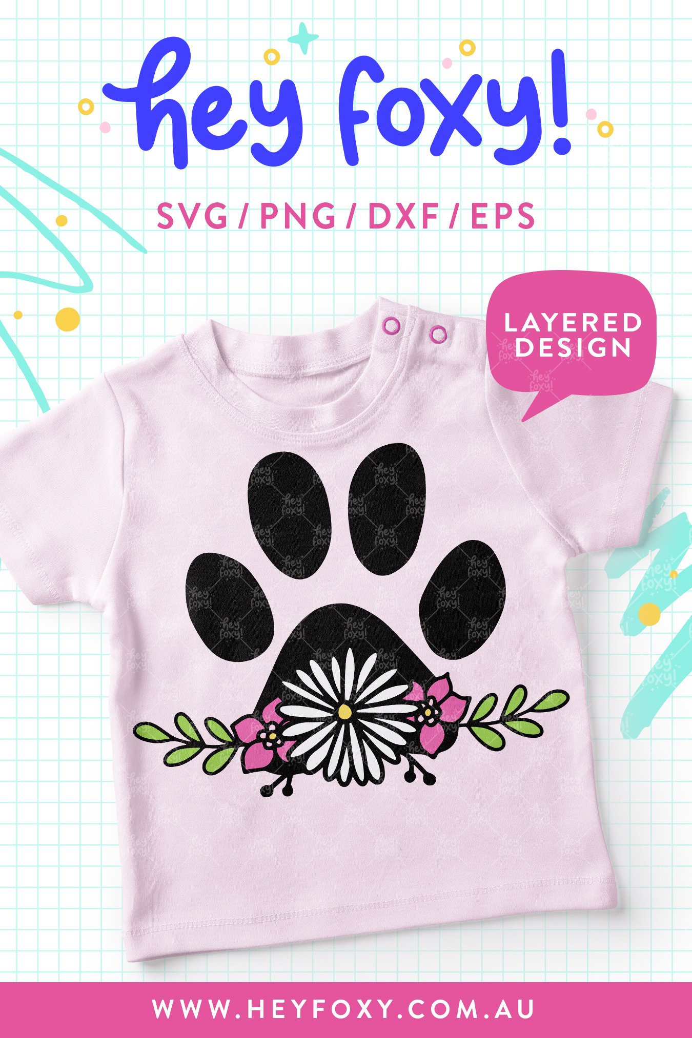 Floral Paw Print SVG - Cat / Dog SVG