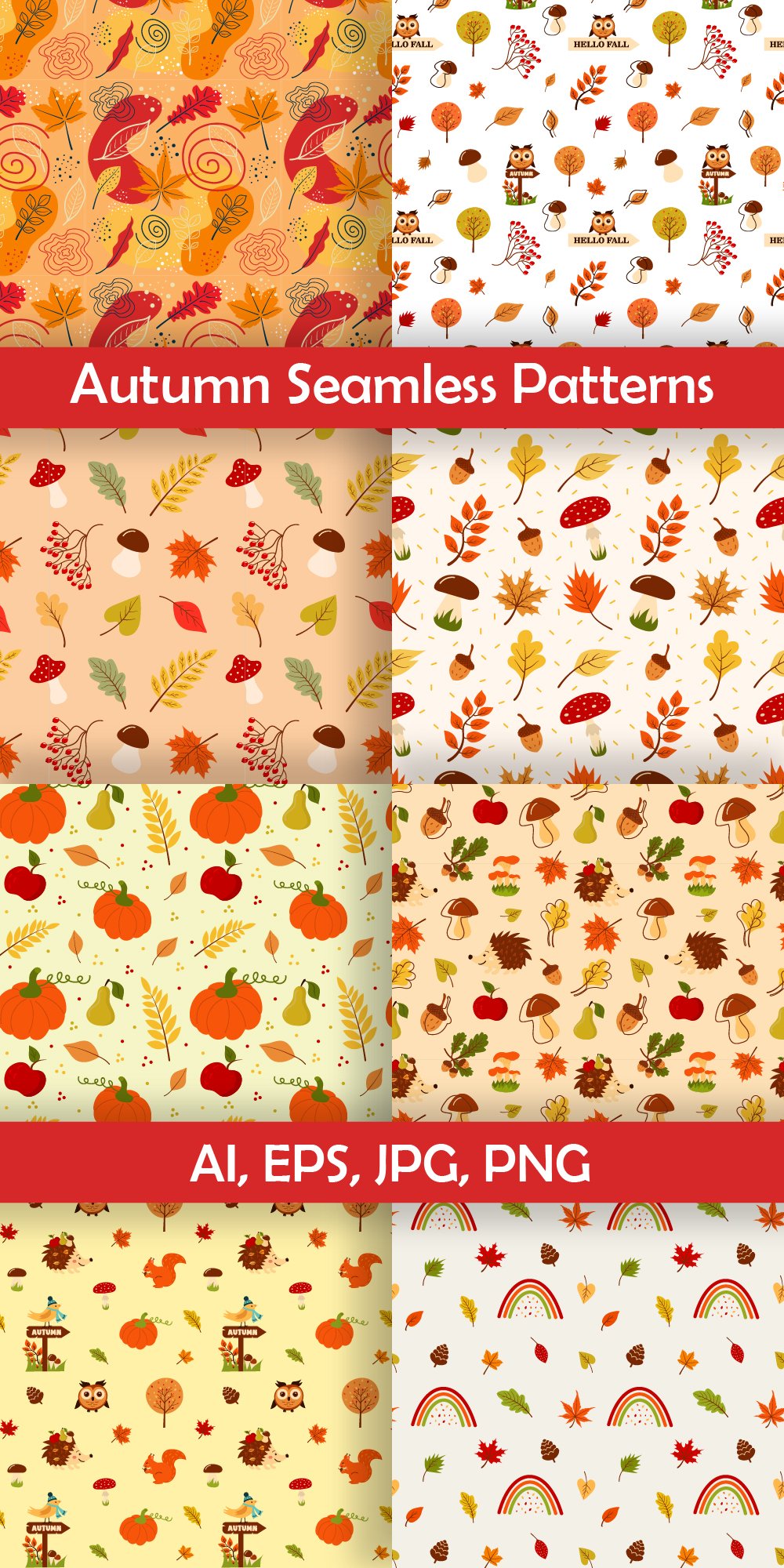 Autumn seamless patterns