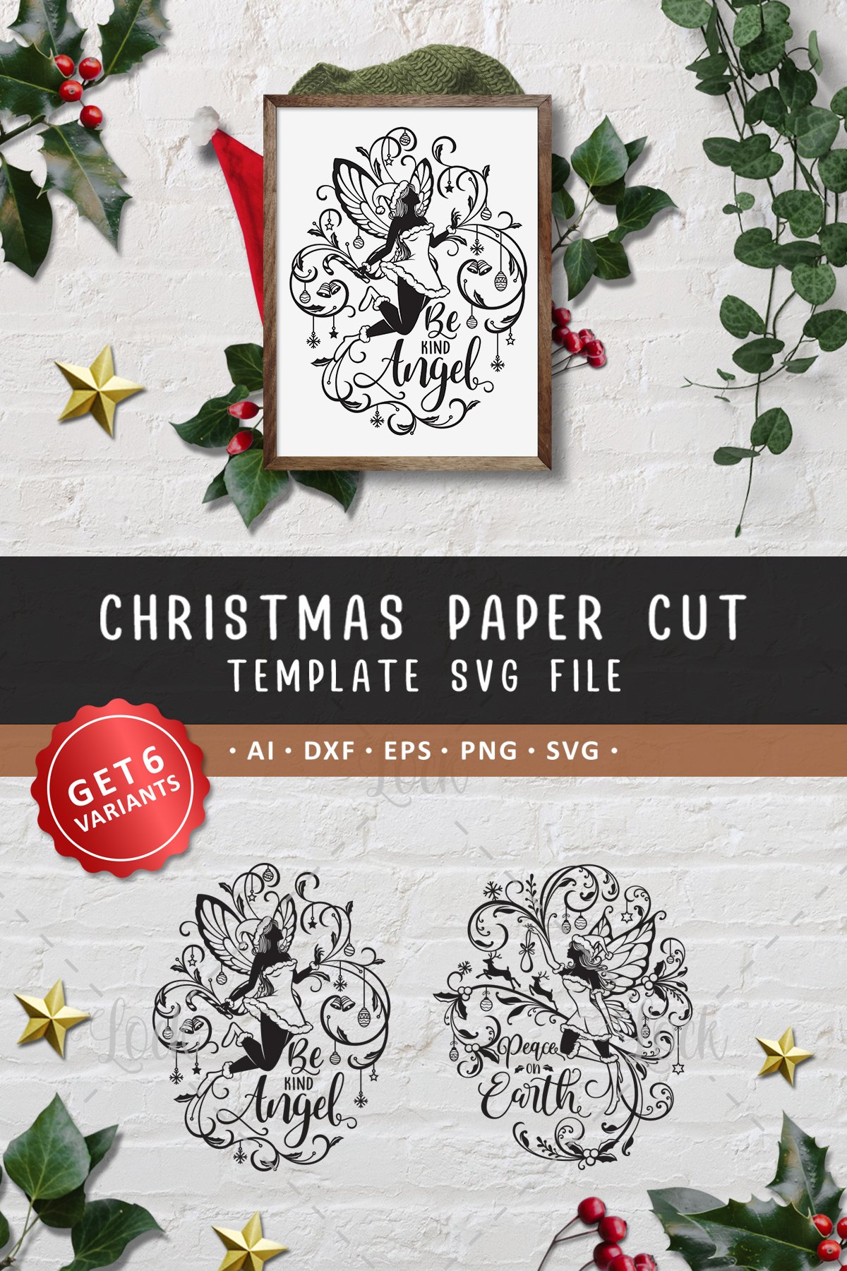 Christmas Paper Cut Template SVG File (1598376)