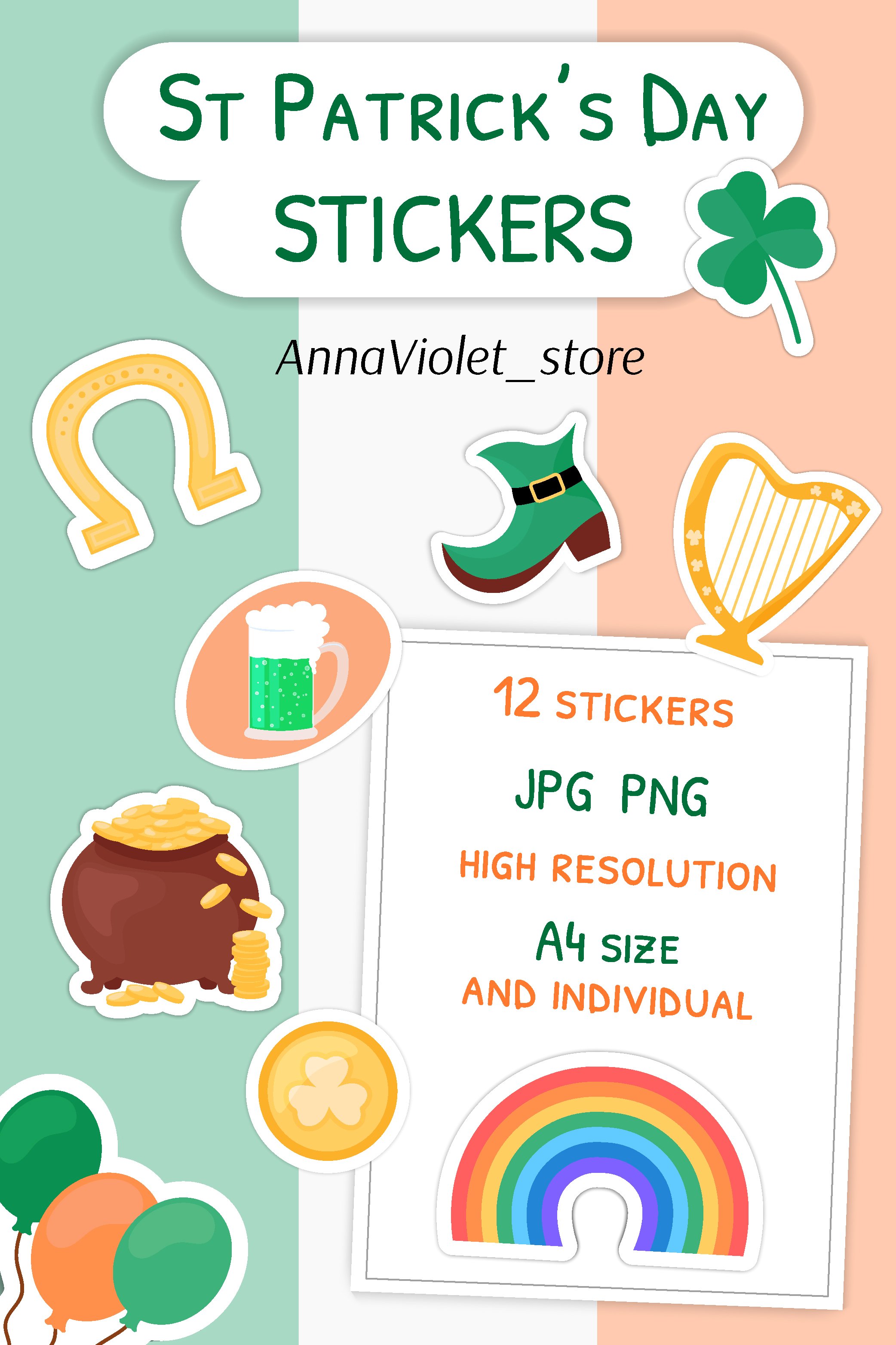 St Patricks Day Stickers | Patrick Clipart PNG Printable
