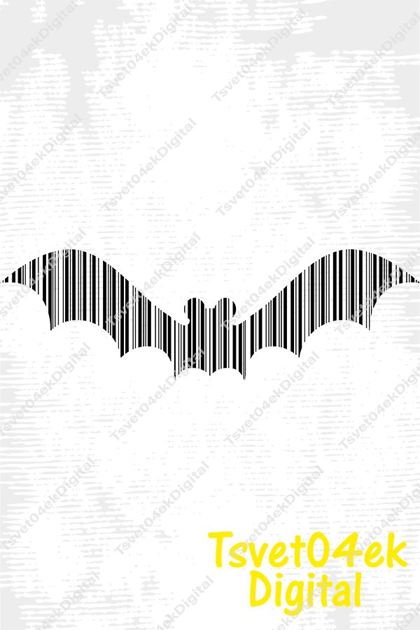 Barcode bat mouse silhouette illustration