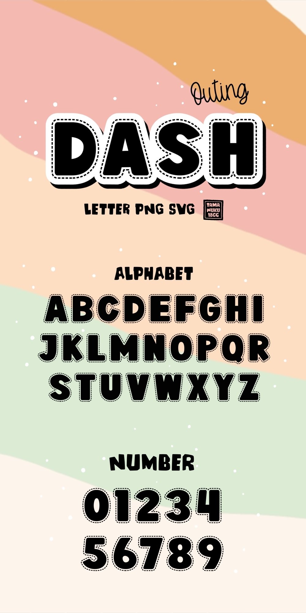Dash Outing Letters PNG SVG