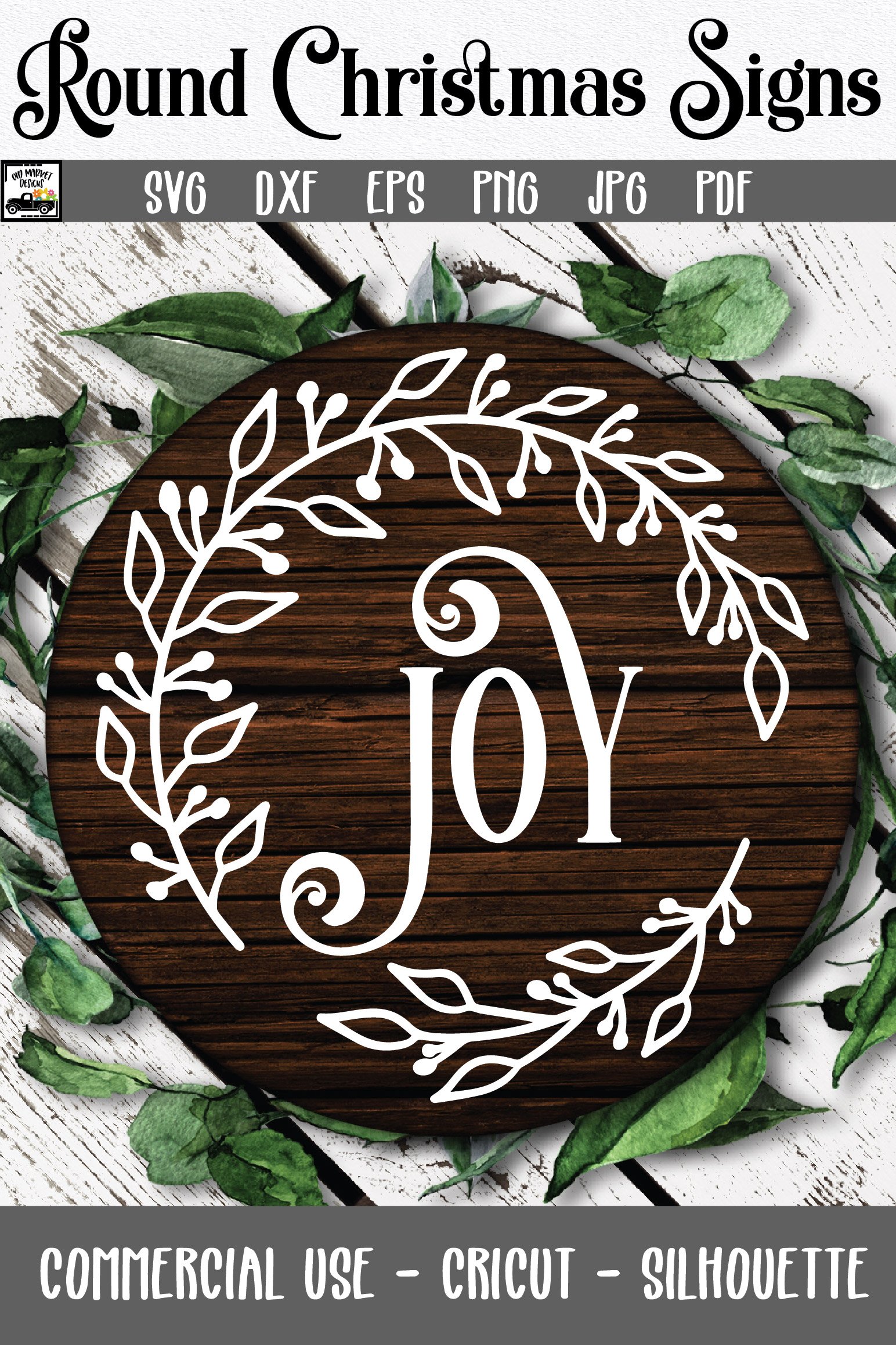 Joy SVG File | Round Christmas Sign SVG File