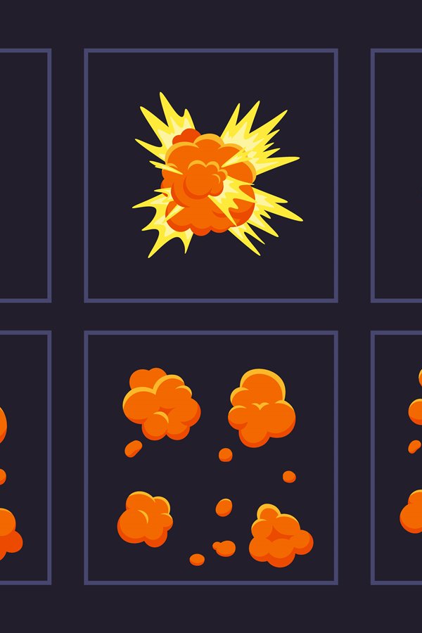 Cartoon motion explosions. Animated explosion shot, explode