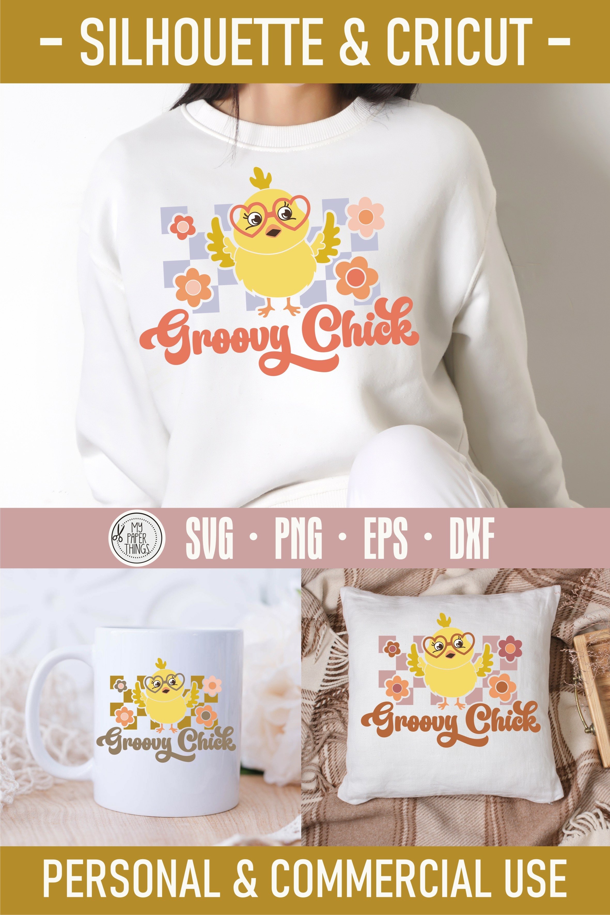 Groovy Chick Svg Retro Easter Svg