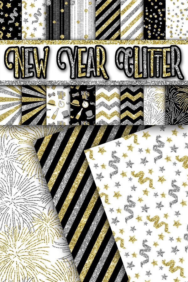 New Year Glitter Digital Paper (37500)