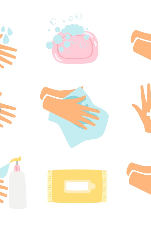 Hand hygiene icons set