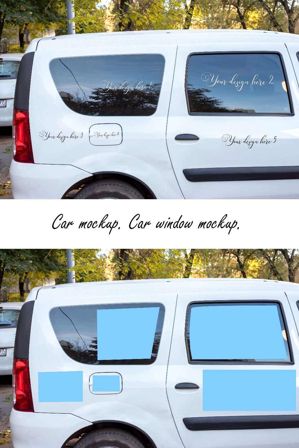 Car mockup. Car window mockup.
