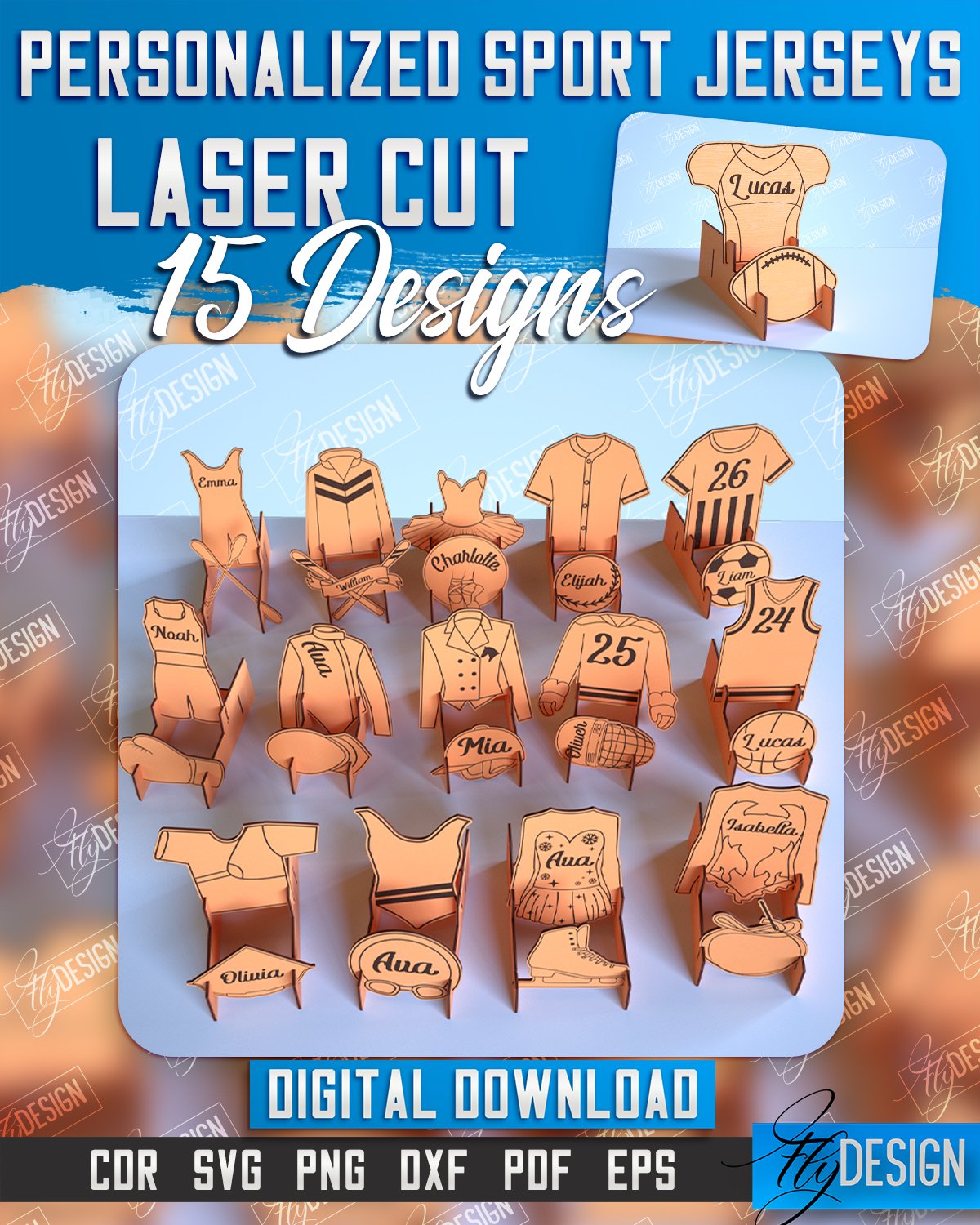 Personalized Sport Jerseys Laser Cut | 3D (4205067)
