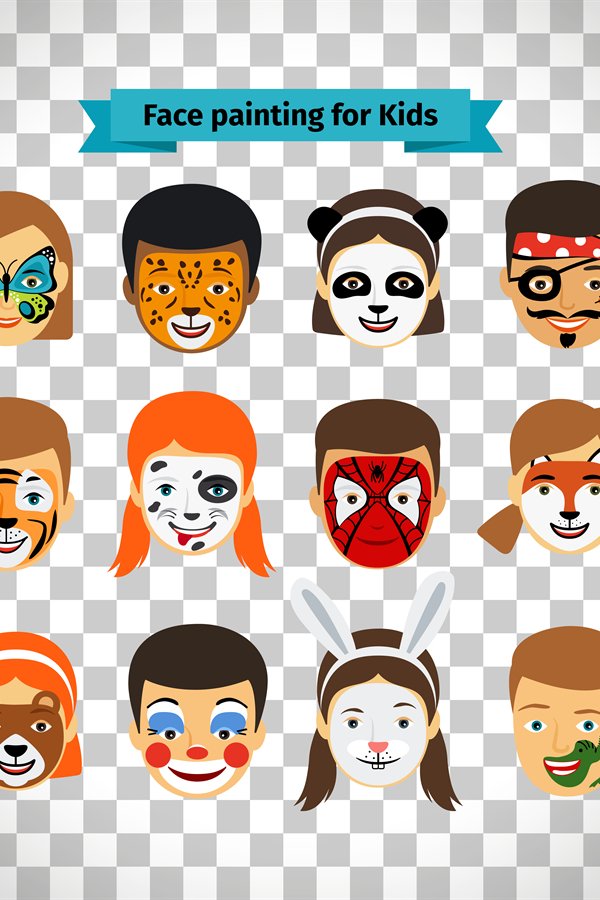 Kids faces with painting (862302)