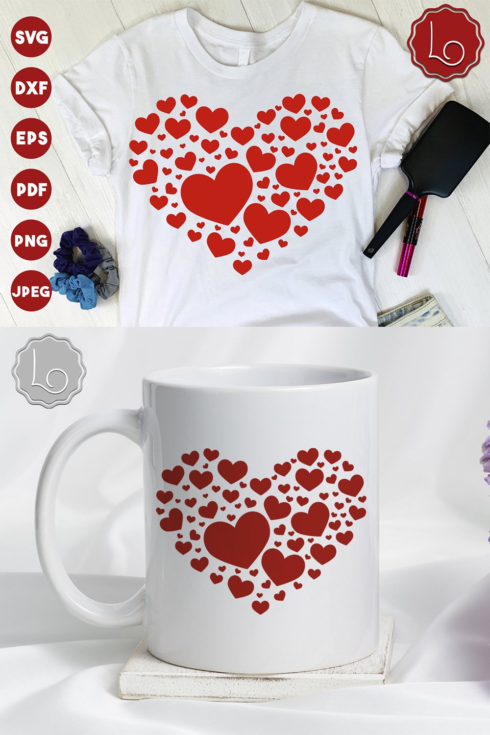 Multiple Hearts SVG File