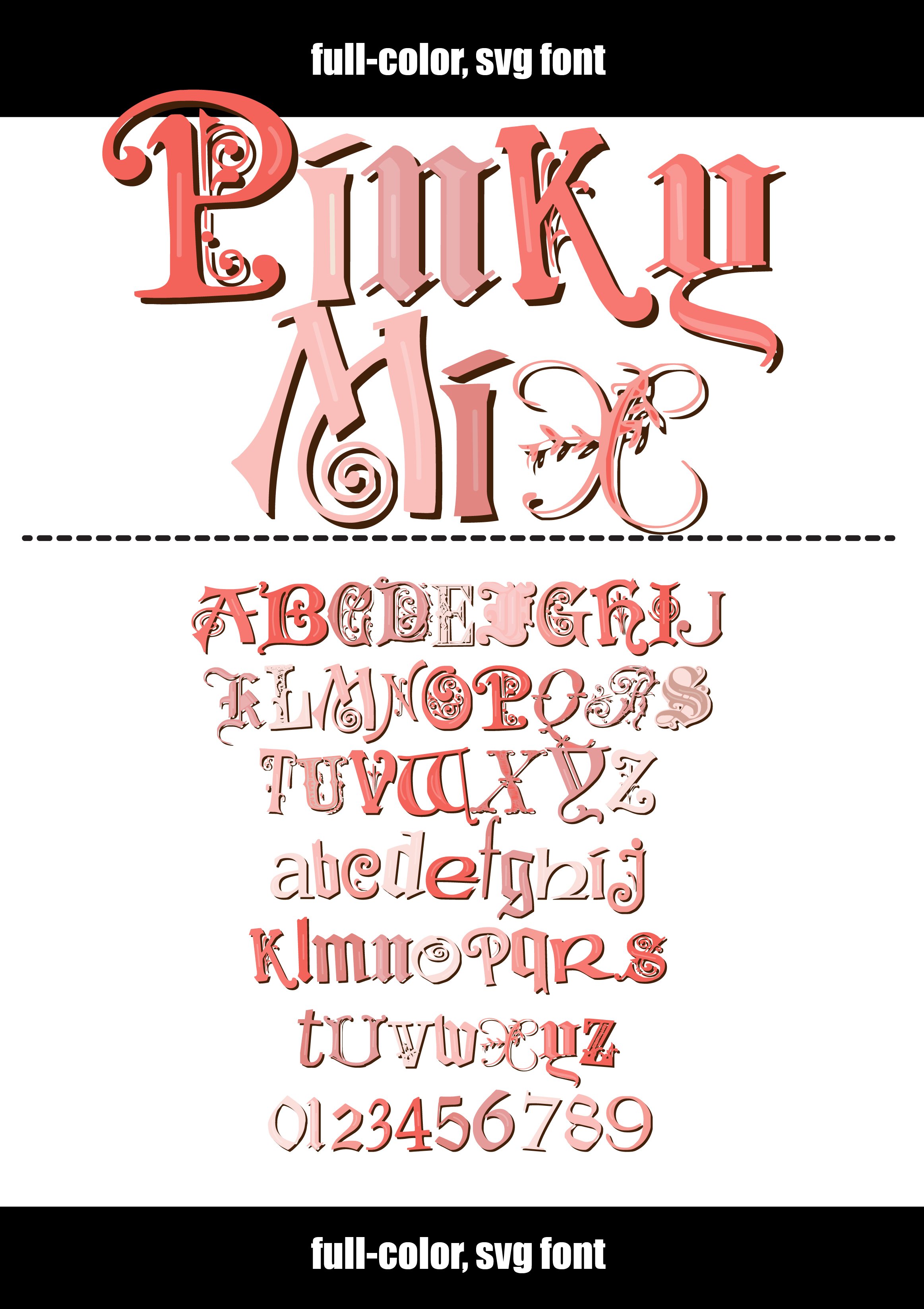 Full Color Pink SVG Font: A Whimsical and versatile font