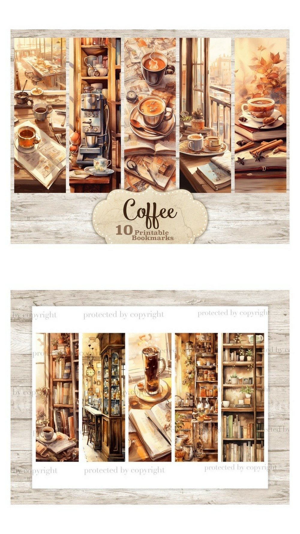 Coffee Bookmarks Printable | Collage Sheet