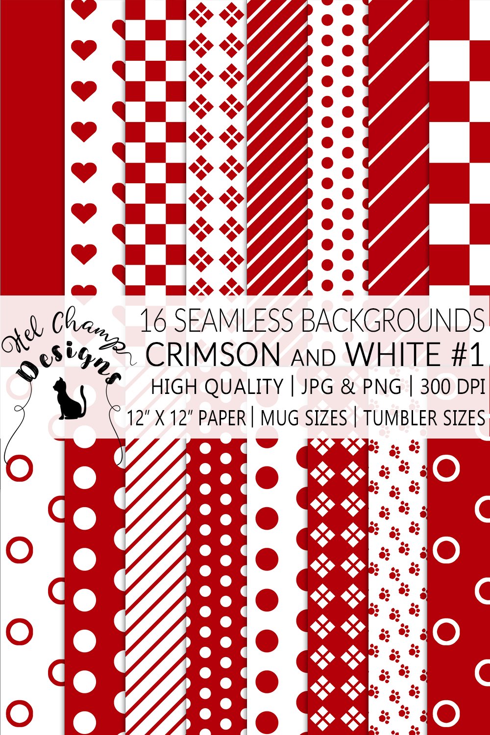 Crimson & White Collection #1 | Patterns | Sublimation