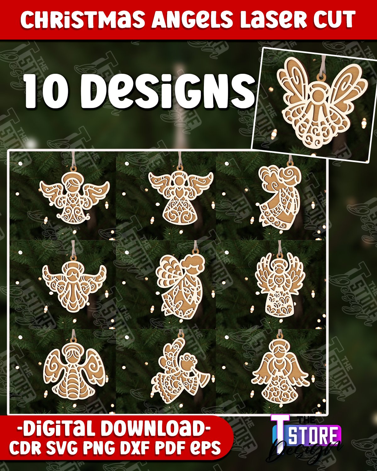 Christmas Angels Laser Cut Bundle |Angel Ornaments Laser Cut