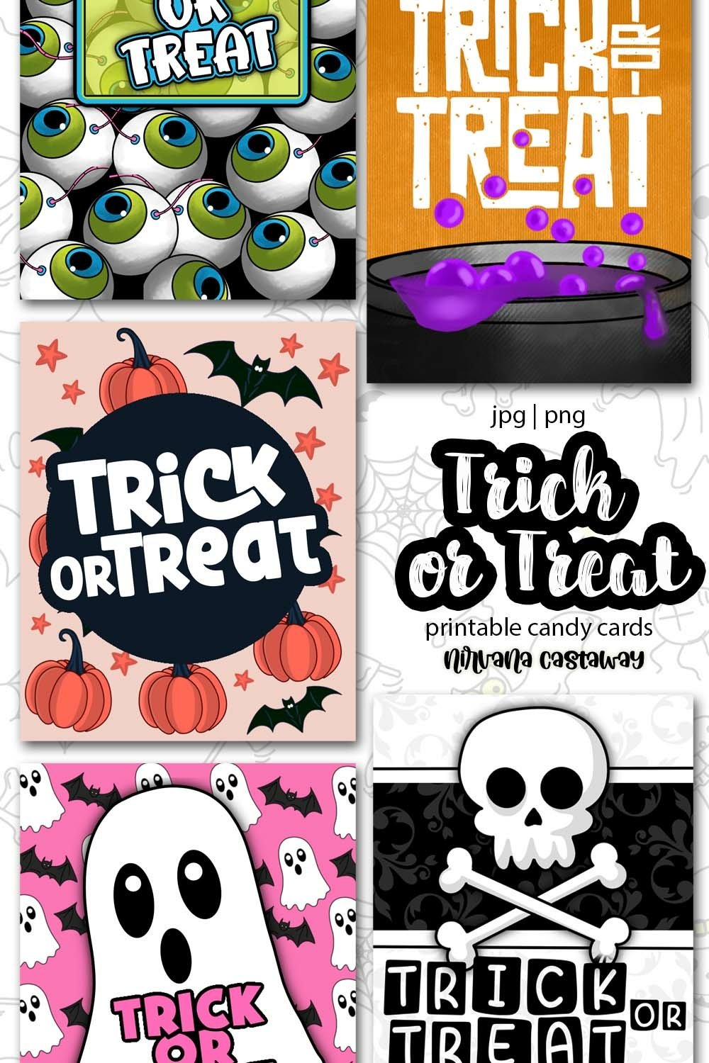 Printable Trick or Treat Candy Cards JPG PNG
