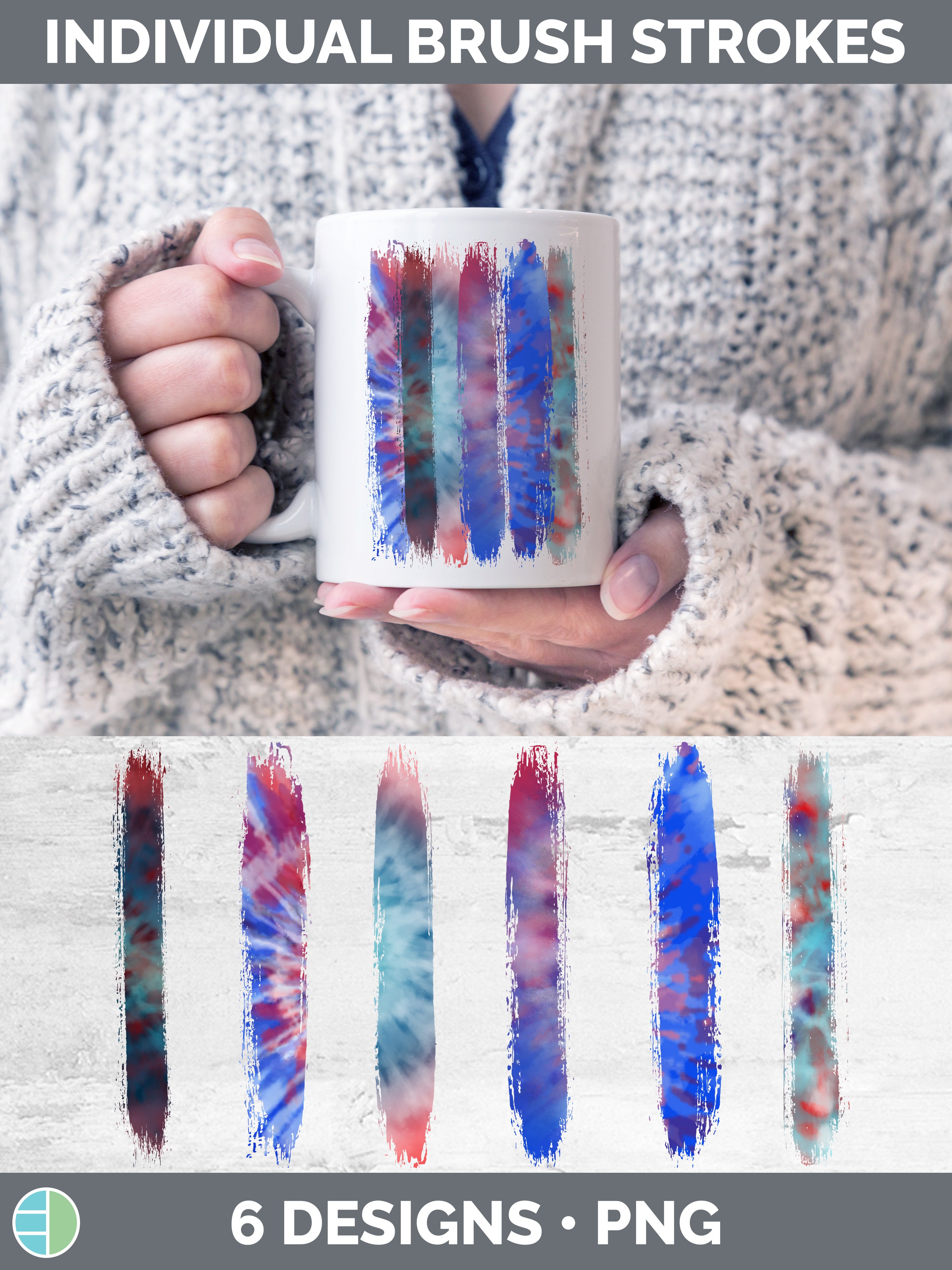 Patriotic Tie Dye Brush Strokes | 4th of July Sublimation