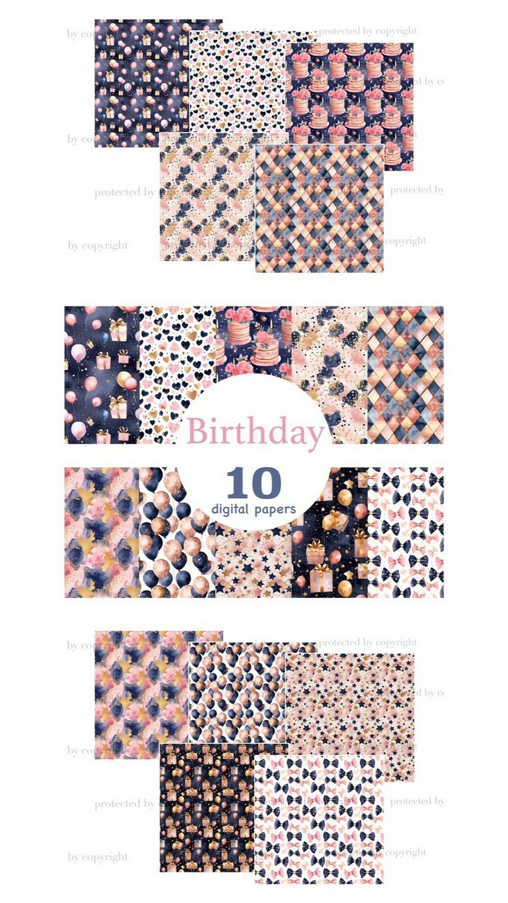 Birthday Seamless Patterns | Gift Box Digital Papers