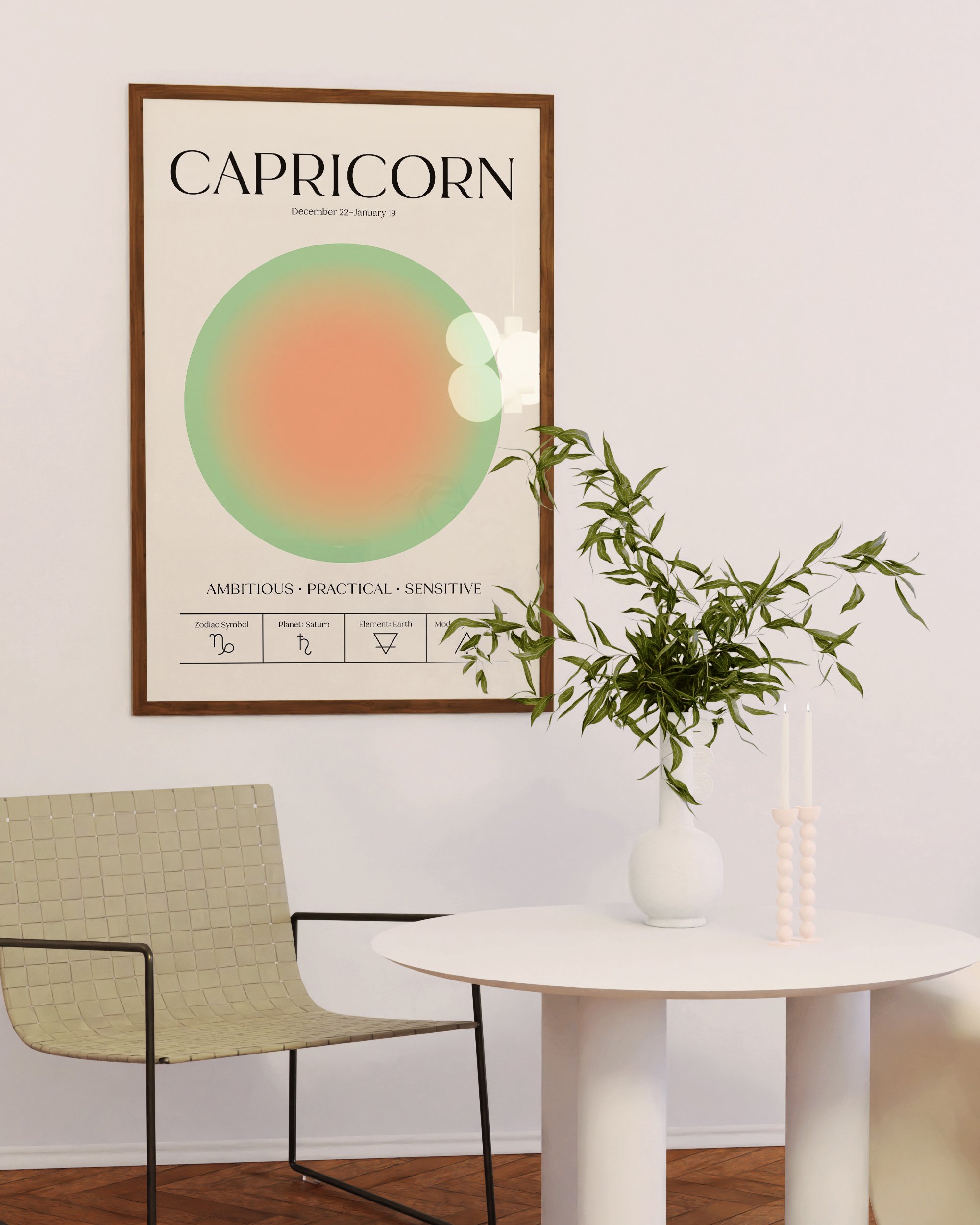 Capricorn printable poster, Zodiac wall art, Astrology print