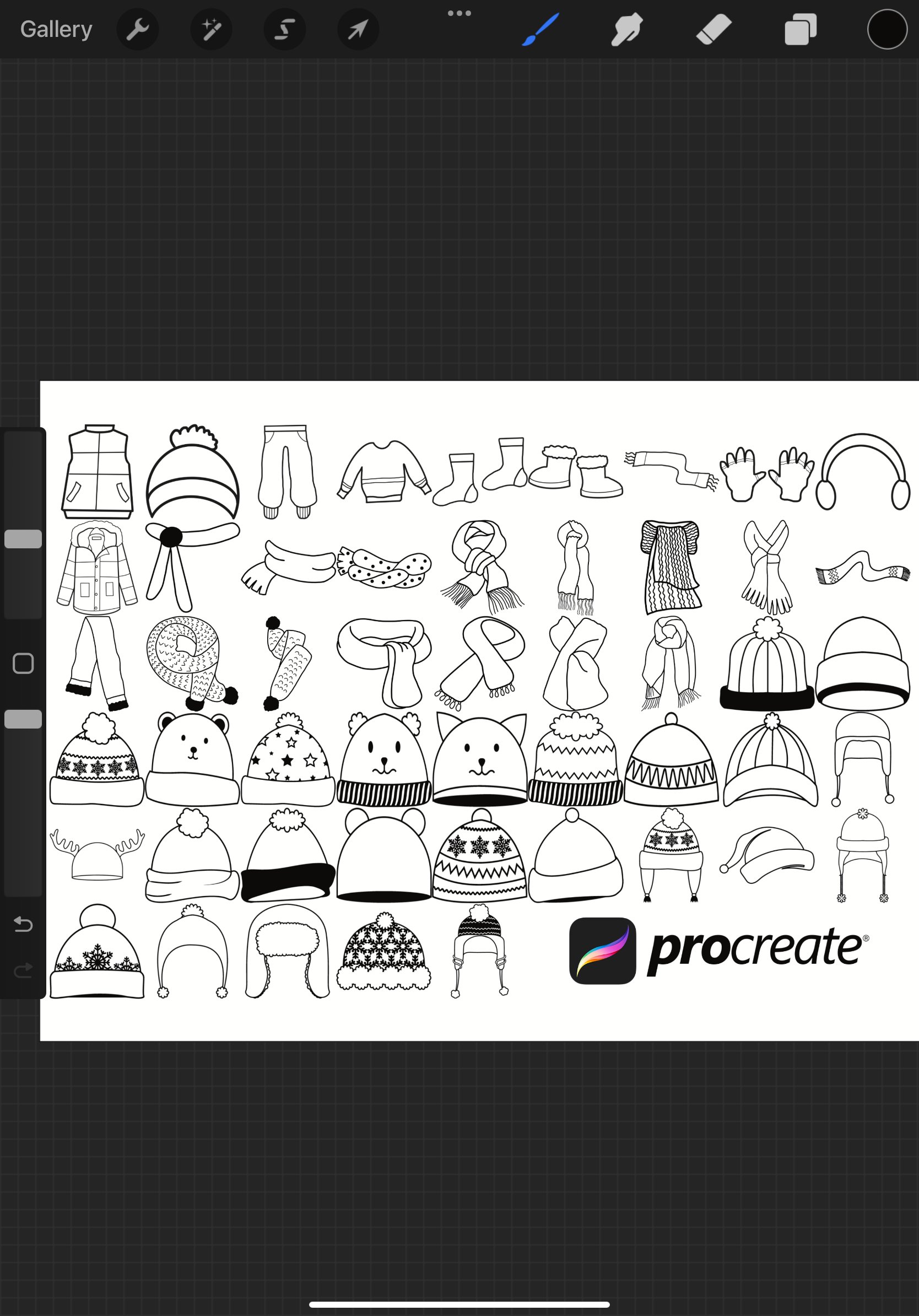 Winter Clothing Fashion Model Set 1 Procreate Brush Stamps