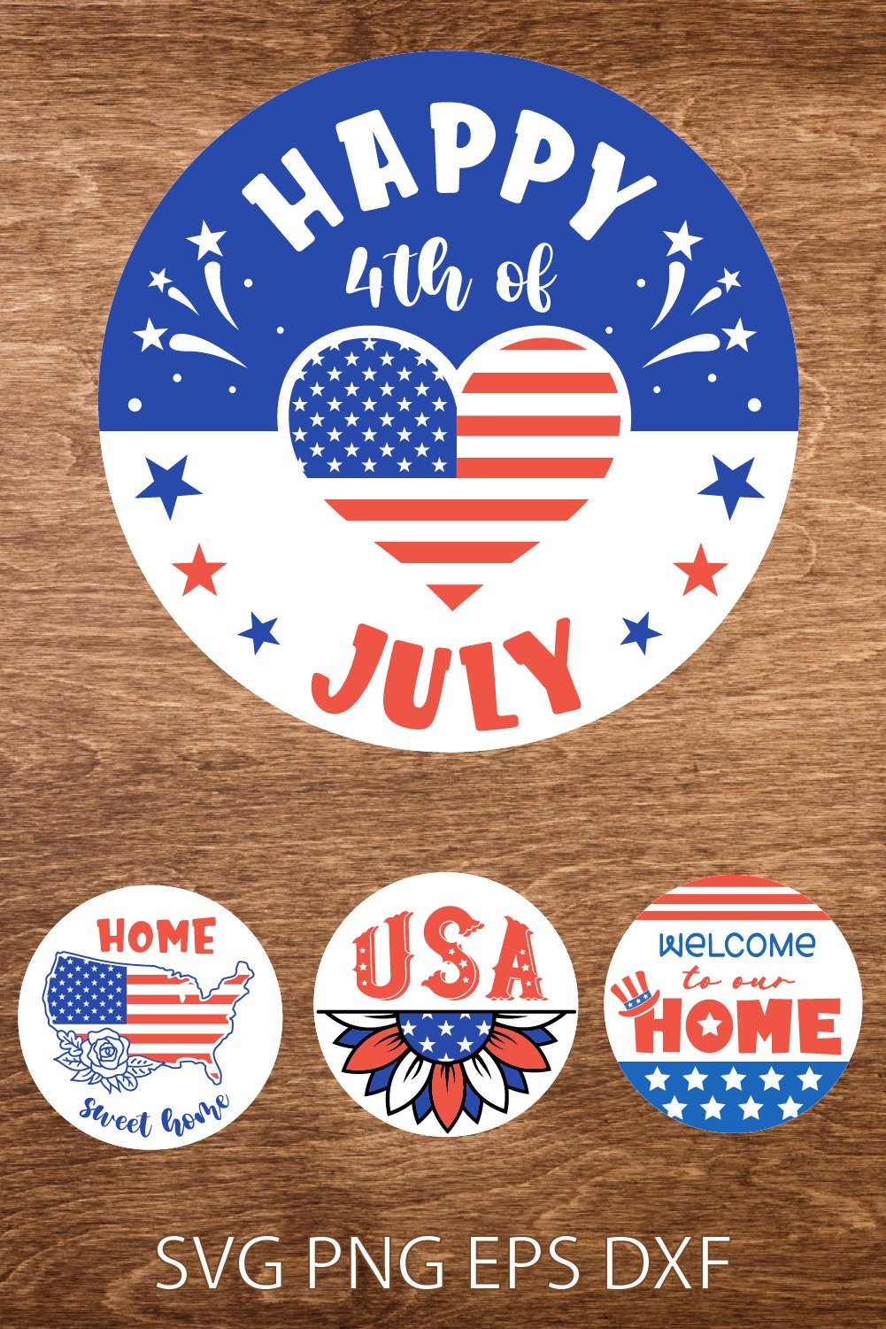 Patriotic Round Sign SVG Bundle, 4th of july welcome signs