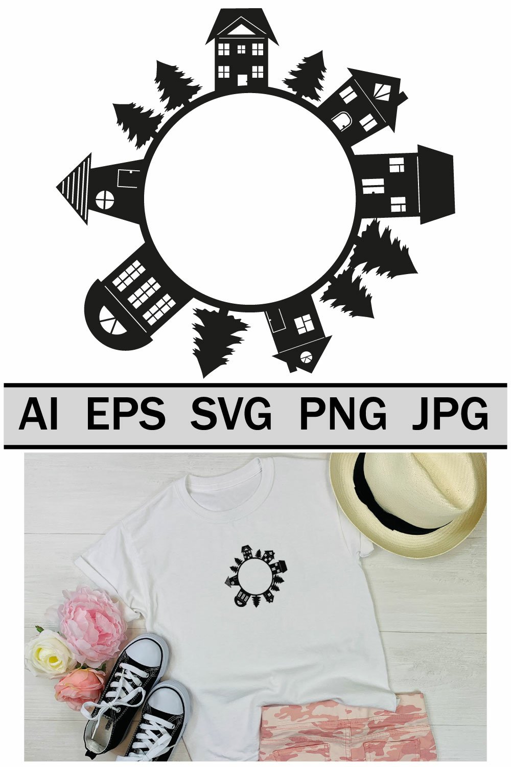 Round frame of svg Houses