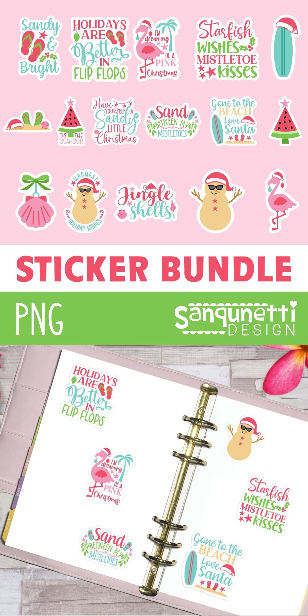 Tropical Christmas sticker bundle