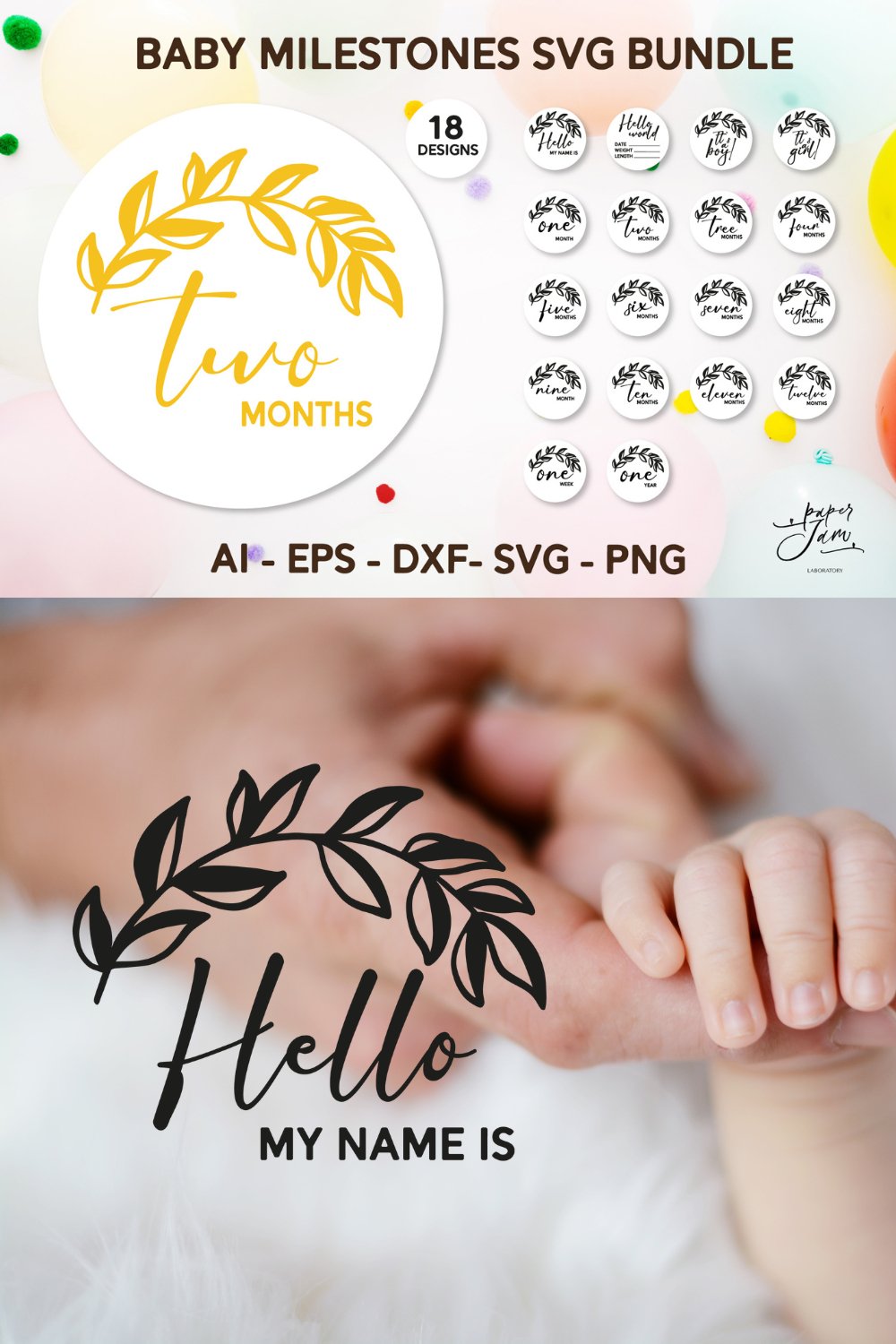 Baby milestones SVG bundle