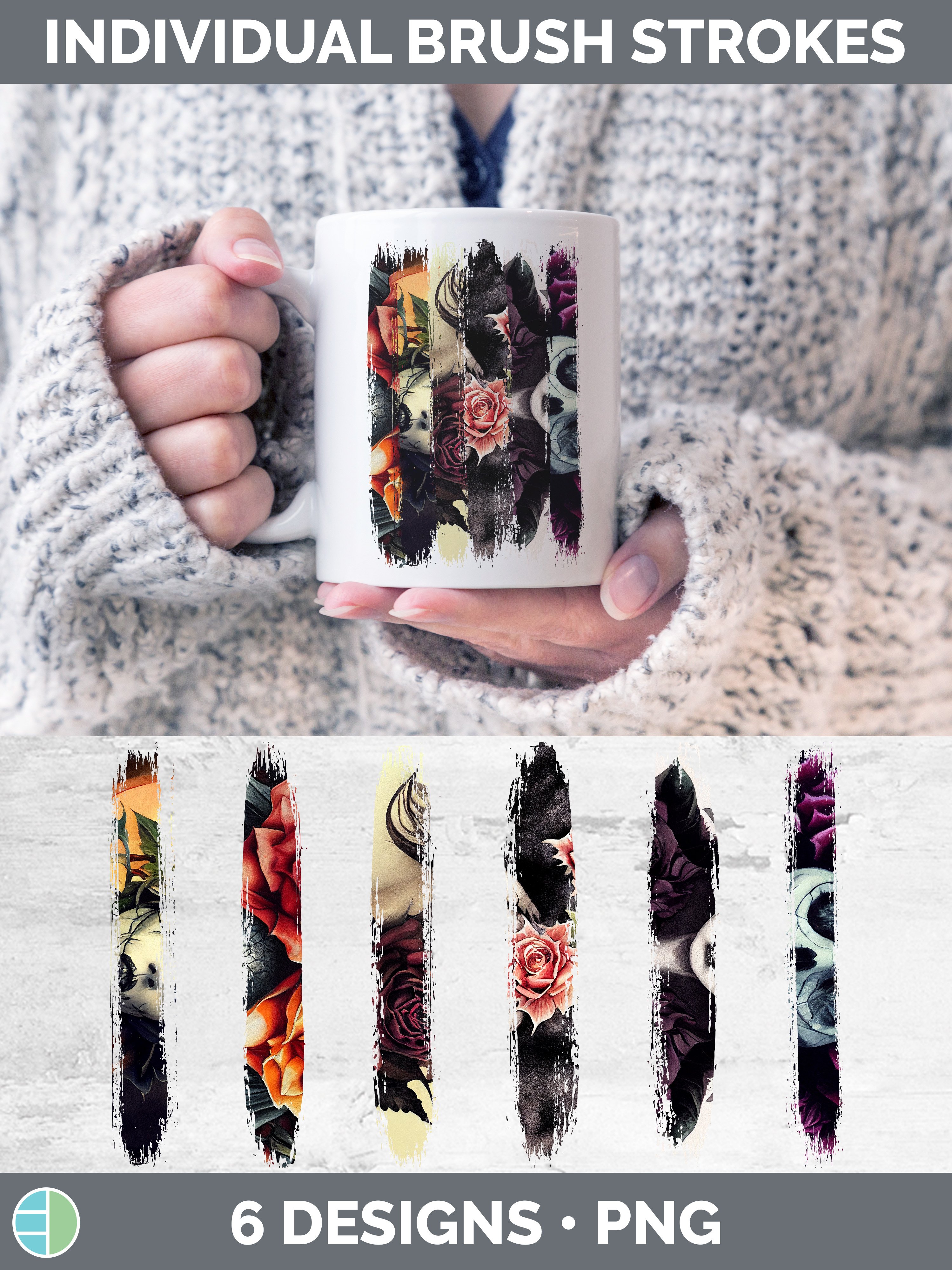 Day of the Dead Skulls Brush Strokes PNG | Sublimation Desig