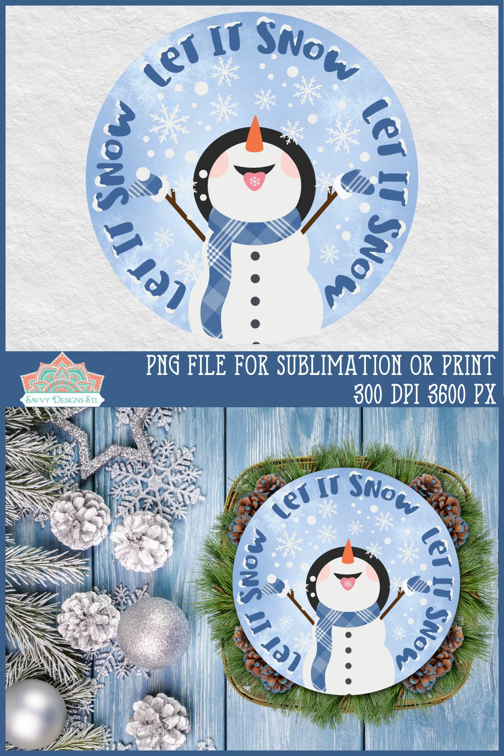 Let It Snow Snowman | Round Winter Sign
