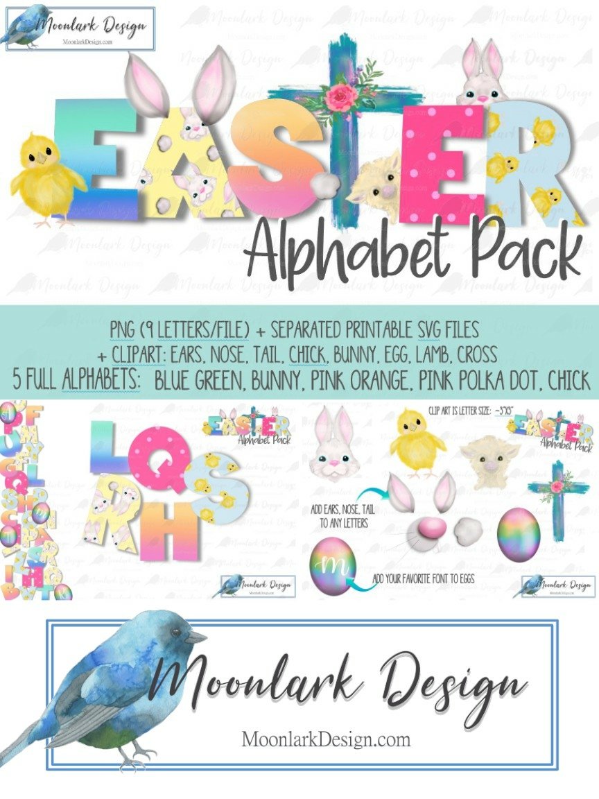 Easter Doodle Letter Alphabet Pack & Clipart