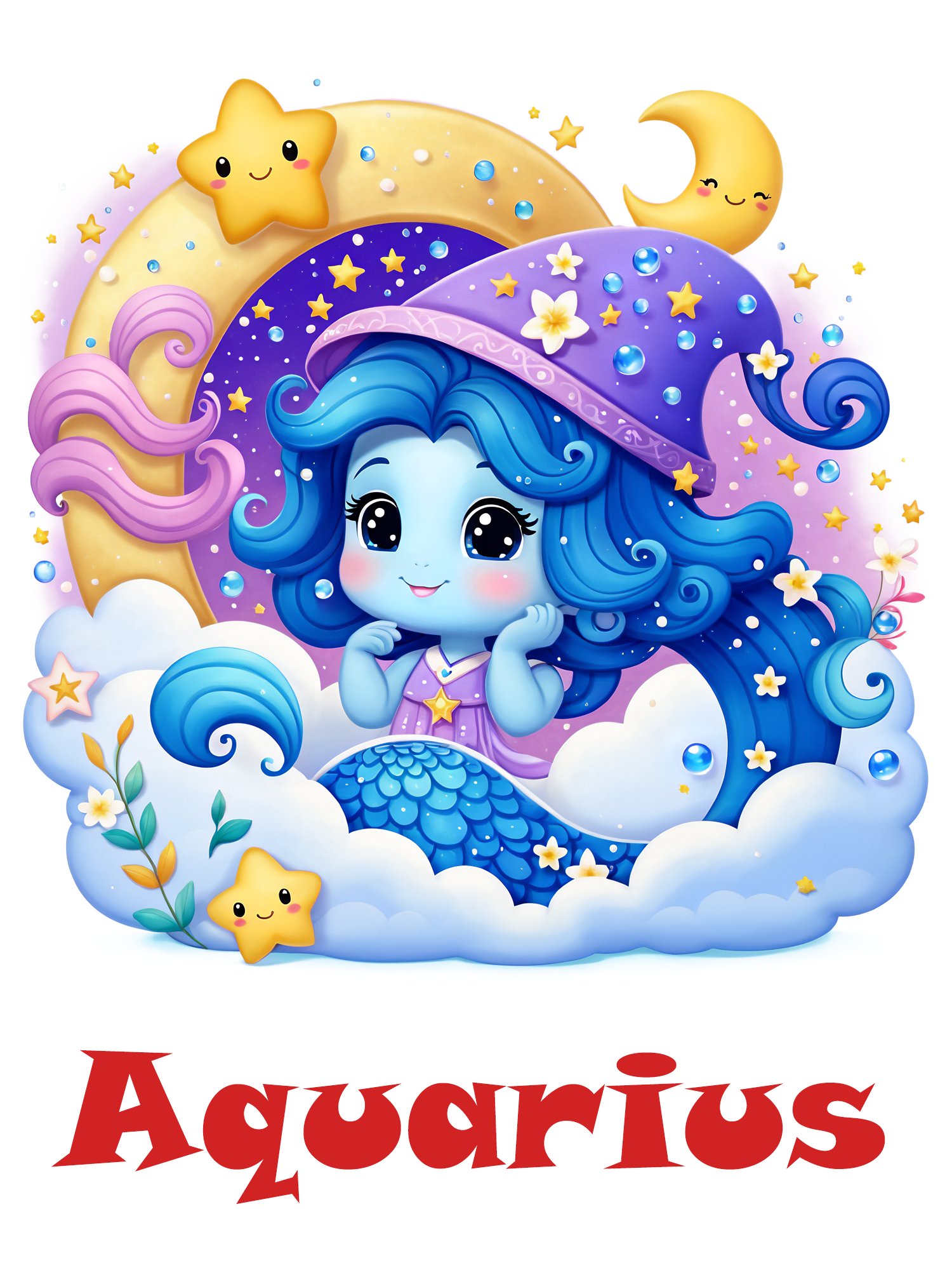 Cute Aquarius: 3D Cartoon Astrological Clipart