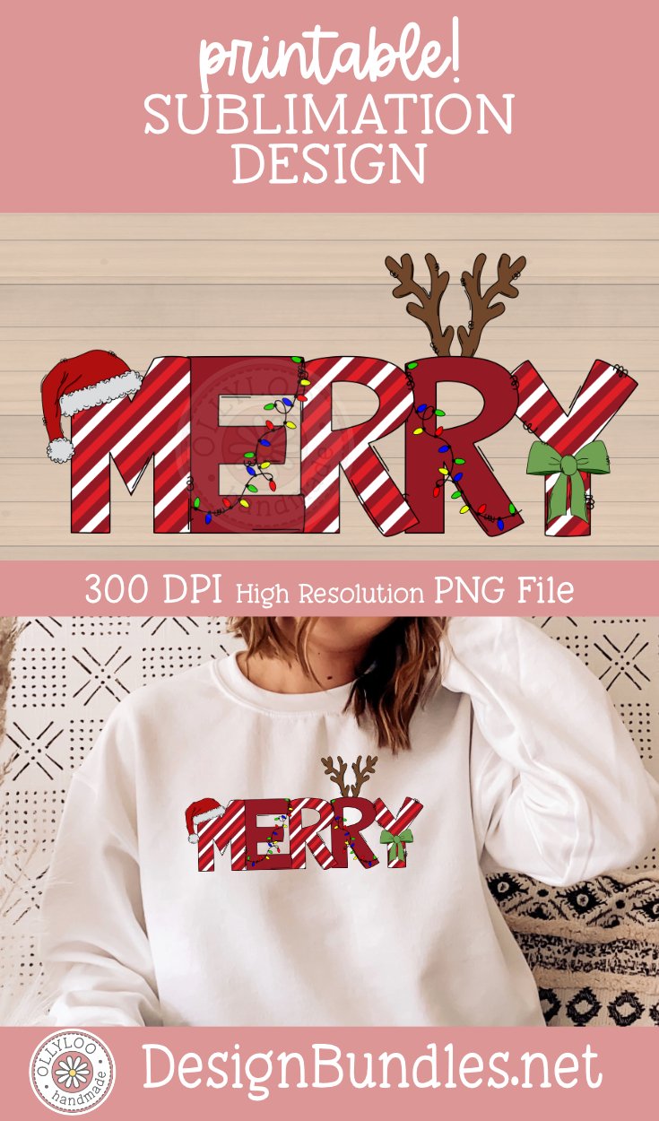 Merry Christmas Doodle Sublimation PNG