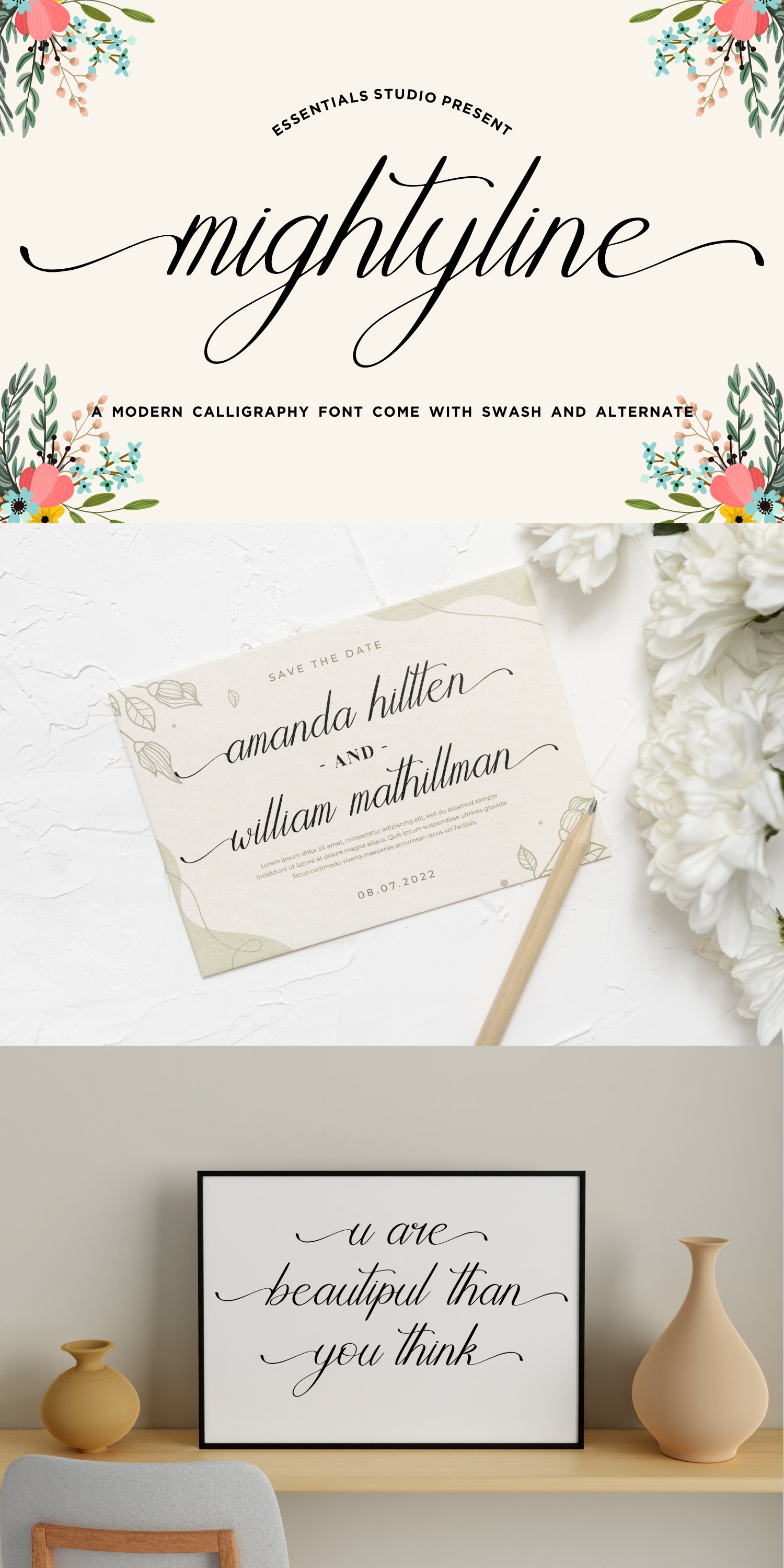 mightyline - Beautiful Swash Script Font